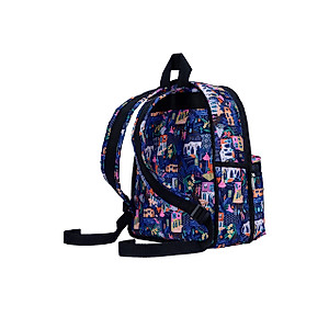 LeSportsac Sunlit Stroll Basic Backpack/Rucksack, Style 7812/Color E436, Vibrant & Artsy Illustrations of Charming & Exotic Destinations/Vignettes, Colorful Mosaic Art Tile Accent