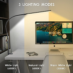 ODOM LED Desk Lamp, Swing Arm Table Lamp with Clamp, Flexible Gooseneck Reading Lights, Eye-Care Architect Task Lamp, 3 Color 10 Brightness Modes Desk Light for Home Office, Reading, Study, Dorm