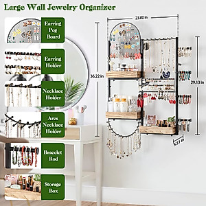 Keebofly Jewelry Organizer Wall Mount Hanging Jewelry Organizer Large Jewelry Organizer Jewelry Holder Organizer Display Hanging Organizer for Earrings Rings Necklaces Bracelet Watch Perfume