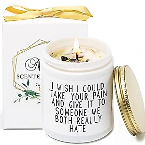 Get Well Soon Gifts for Women, Take Your Pain Scented Soy Candle, Feel Better, After Surgery Recovery Gifts for Women, Her, Friends, Vanilla&Lavender Scented Candles with Crystal