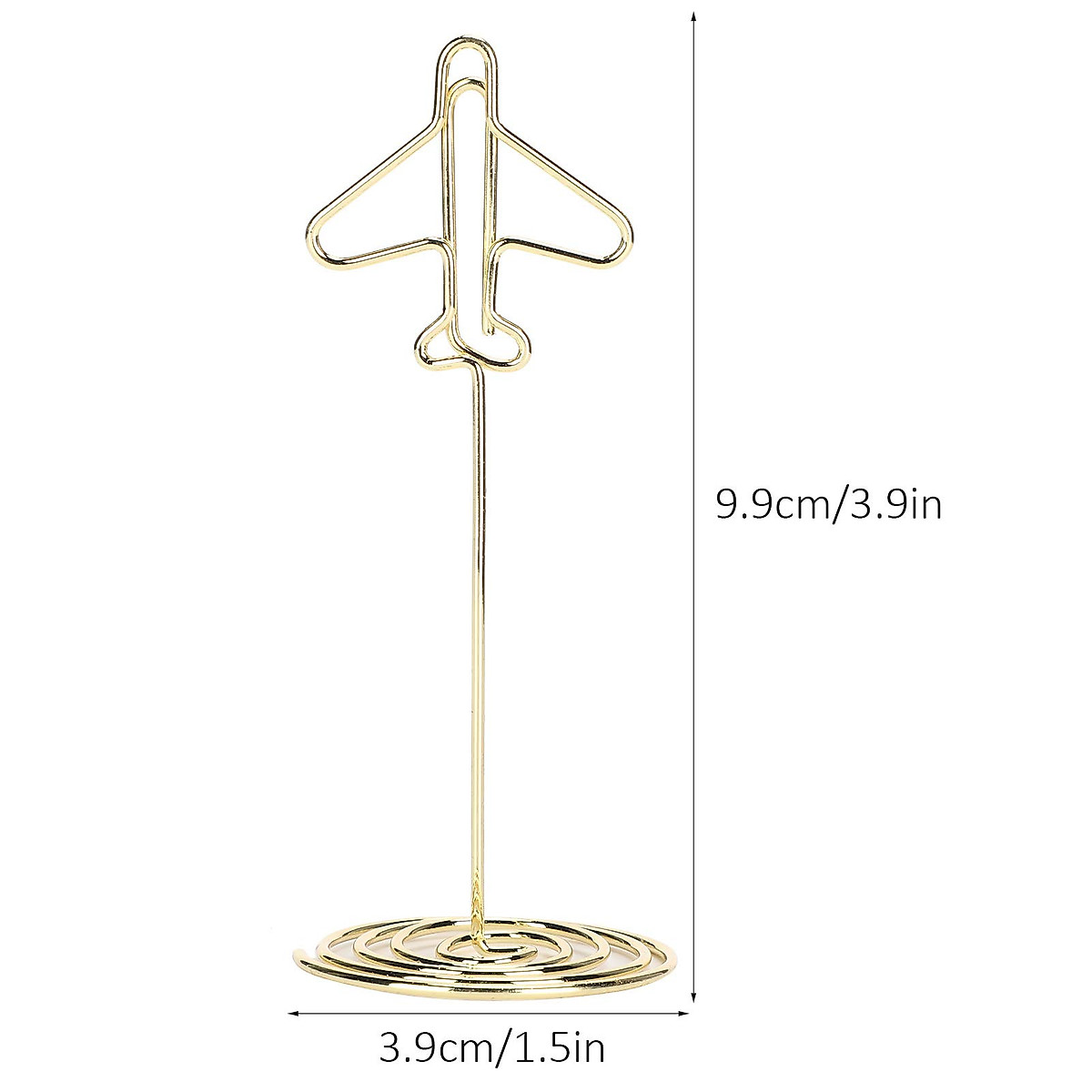 Cyrank 10pcs Table Number Holders, 3.9in Gold Place Card Holders Centerpieces Photo Holder Clips Wire Picture Clips Airplane Design Memo Note Photo Stand
