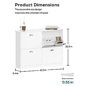 MIRROTOWEL Shoe Cabinet,Hidden Slim Narrow Shoe Rack Cabinet with 4 Drawers for Entryway, Foyer,Hallway,Bedroom,White