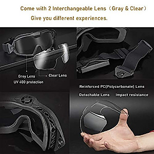 PAIRSOFTWIN Airsoft Tactical Goggles with Fan Anti Fog and 2 Lens