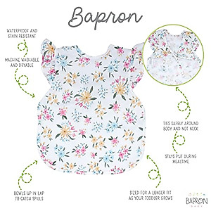 BapronBaby Flutter Pastel Floral Bapron - No Neck Tie Safer Bib for Baby & Toddler - Soft Waterproof Stain Resistant - Machine Washable - Sz Baby/Toddler 6m-3T