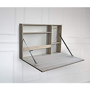 PRINZ Work from Home Wall-Mounted 36' X 24' Folding Murphy Desk with Chalkboard, 36' X 24' X 5', Light Brown