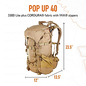 Mystery Ranch Women's Pop Up 40 Hunting Backpack, Weatherproof, Daypack for Travel, Hiking, Outdoors, Camping, 40L, S, Coyote