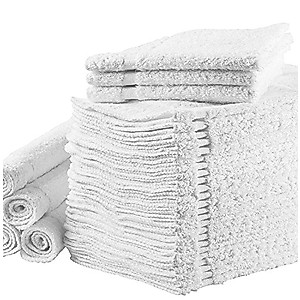 Omni Linens Washcloths Towel Set (White, Set of 24), Kitchen & Dish Cotton Cloth, Bath and Face Cleansing, Baby Washcloth, Multi-Purpose Soft Cleaning Rags - Hand, Gym, Spa, Sports 12”X12” Towels