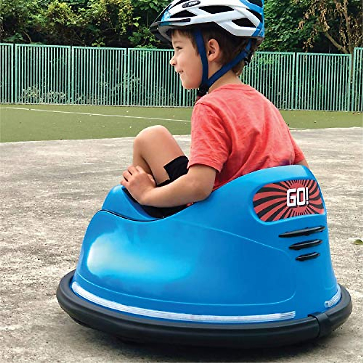 The Bubble Factory Electric RC Kids Bumper Car with Light and Music , Blue Large