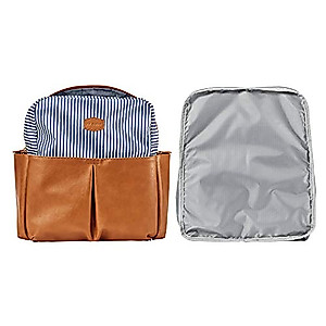 JJ Cole Popperton Boxy Backpack Diaper Bag, Ticking Stripe