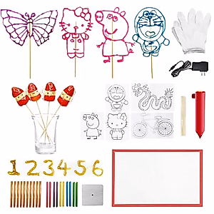 3D Printing Pen for Homemade Candy, KIDHABE Candy Machine for Painting, Classic Hard Candy Sweets for Christmas Gift, Birthday Family Party, Include Pen, 20*Candy Sticks, Mat, Patterned Papers(Gloves)
