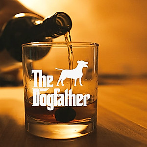 AGMdesign, The Dog Father Whiskey Glasses Gifts for Dog Owner, Dog Lover, Dog Dad, Dog Mom, Boyfriend, Husband, 11 oz Whiskey Bourbon Lowball Glass