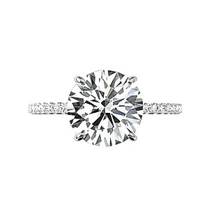 Moissanite world 5 Carat Round Moissanite & Hidden Halo Engagement Ring 14k White Gold (11mm), Handcrafted Engagement Rings (6.5)