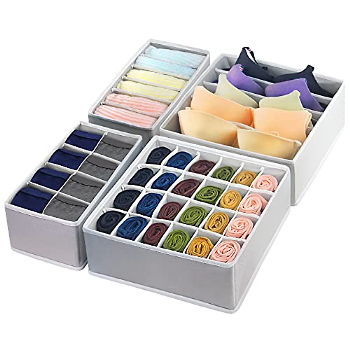 4 Set Laundry Bra Wash Bags + 4 Pack Foldable Clothes Drawer Organizer Set