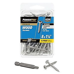 Power Pro Premium 305 Stainless Steel Wood Screws (#8 x 1-1/4") - 45pc