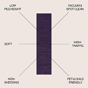 JONATHAN Y SEU100N-212 Haze Solid Low-Pile Indoor Runner Rug, Coastal, Bohemian, Minimalist, Classic, Casual for Bedroom,Kitchen,Living Room,Non Shedding,Easy-Washing, Purple, 2 X 12