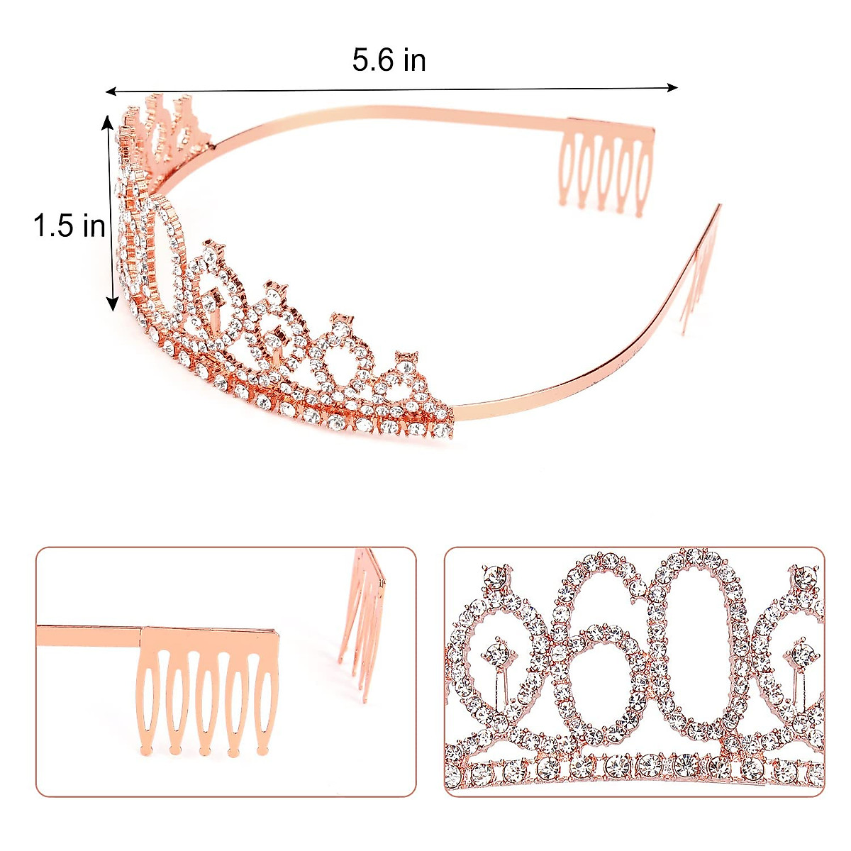 Tihebax 60th Birthday Sash and Tiaras for Women, 60th Birthday Decorations Women Fabulous Sash and Crown for Women 60 & Fabulous Birthday Gifts for Happy 60th Birthday Party Favor Supplies (Rose Gold)