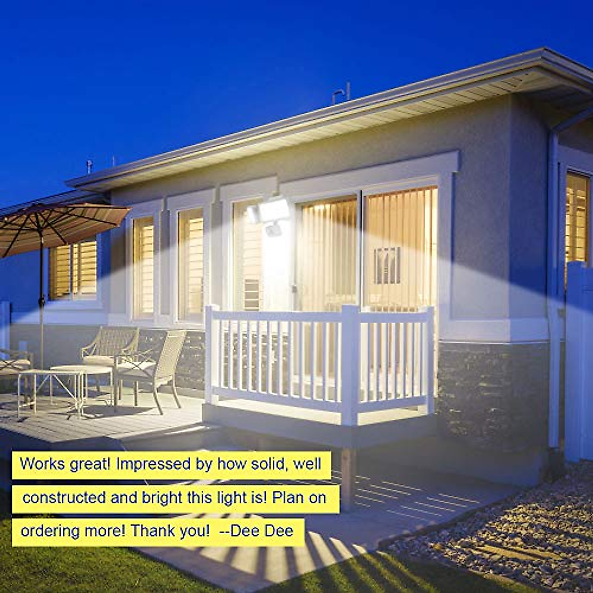 DLLT LED Motion Sensor Outdoor Light, 20W 6000k Plug in Security Lights 2 Adjustable Heads IP65 Waterproof Motion Detected Flood Light for Garage Yard Garden Porch