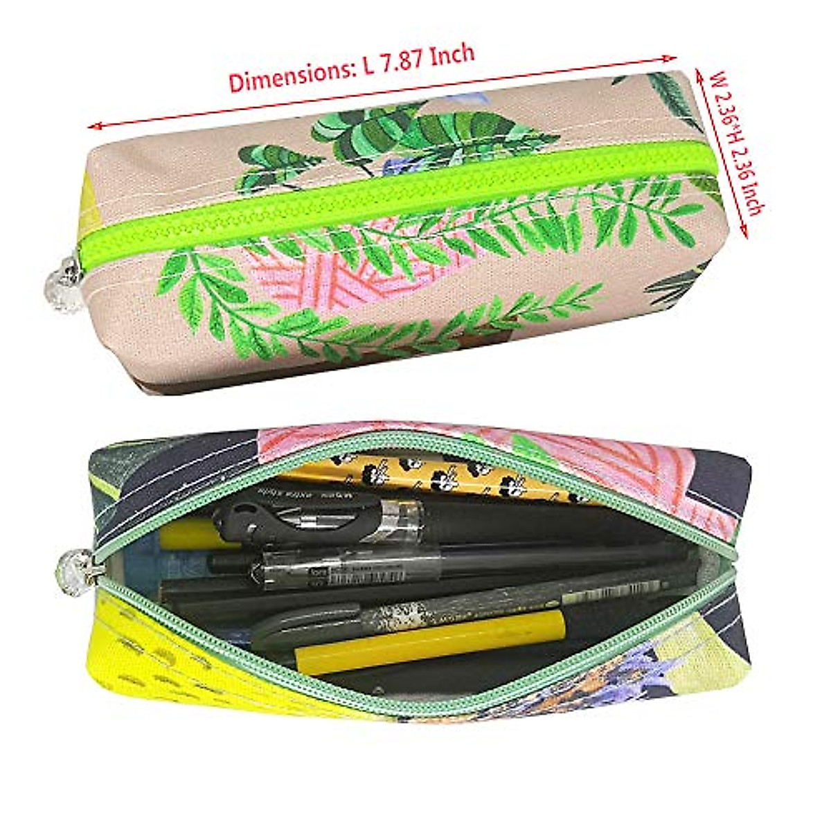 Cotton Pencil Case Colorful Pencil Pouch Makeup Pouch Cosmetic Bag Variety Color Set of 2