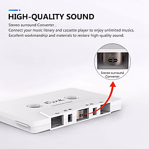 Elook Car Cassette Aux Adapter, 3.5mm Universal Audio Cable Tape Adapter for Car, Phone, MP3 ect. White