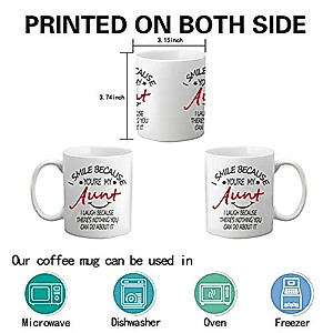 I Smile Because You Are My Aunt Mug I Smile Because Your My Aunt Mug Aunt Coffee Mug Gifts Birthday Mothers Day Gifts for Aunt Auntie from Nephew Niece 11 Ounce with Gift Box
