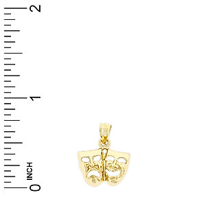 Charm America - Gold Drama Mask Charm - 10 Karat Solid Gold - Drama Mask Pendant