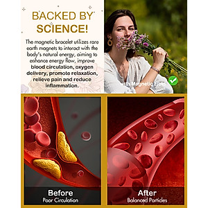 Feraco Copper Bracelet & Lymphatic Drainage Rings for Women, Vintage Flower Copper Magnetic Cuff Bangle, 99.99% Pure Copper with Neodymium Magnets, Adjustable with Gift Box