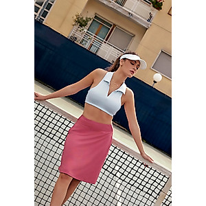 Yogipace Women's 4 Pockets UV Protection 20" Modest Knee Length Skirt Athletic Golf Tennis Skort Zippered Pockets,Black,Size S