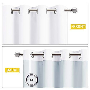 NICETOWN Sound Barrier 100% Blackout Divider Curtains 84" 2 Panels Set, Noise, Cold & Cold Blocking Patio Door Curtains with Felt Fabric Lining for Nursery/Daytime Sleep/Bedroom (White, 62" Wide)