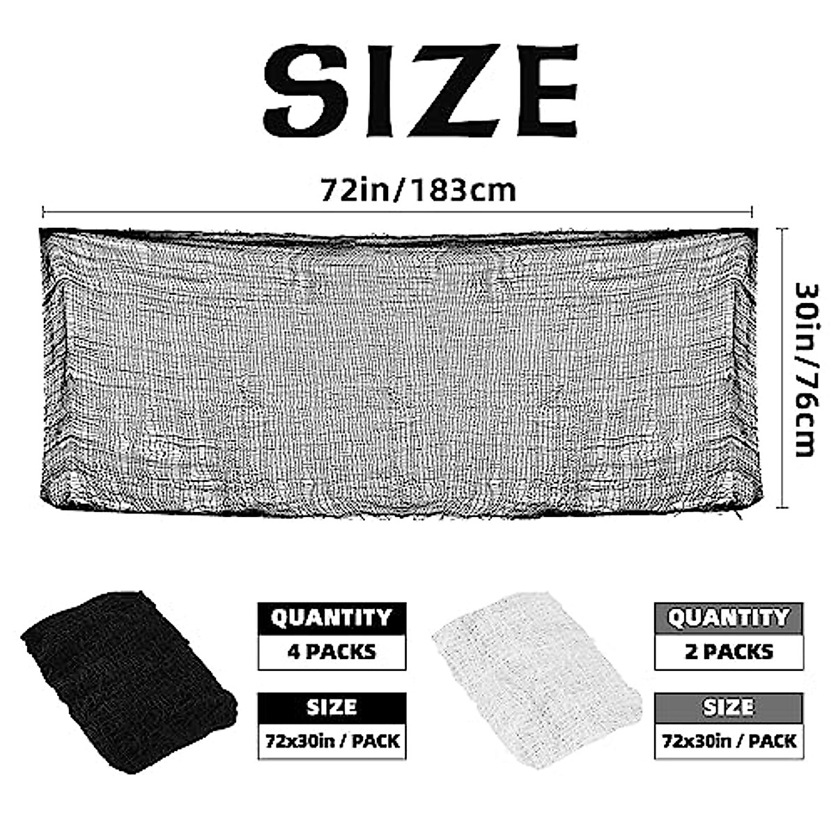 Xgunion Halloween Creepy Cloth 6Pcs 30×72inch Halloween Black Spooky Scary Creepy Gauze Cloth Decor Creepy Cloth Halloween Decorations for Party Indoor Outdoor (4Black + 2White)