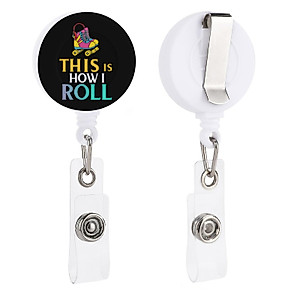 This is How I Roll Roller Skates Badge Reels Retractable ID Badge Clip Personalized Badge Holder with Clear Vinyl Strap