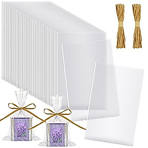 Tudomro Clear Soap Bags for Packaging Soap Wrappers Transparent Cellophane Bags Soap Packaging with Soap Raffia Rope for Homemade Soap Craft Gift Box Birthday Party Favor Packaging Supplies (100 Pcs)