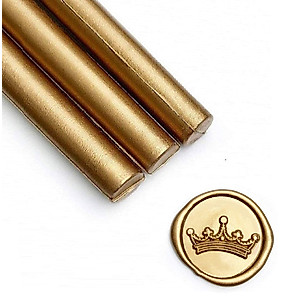 UNIQOOO Mailable Glue Gun Sealing Wax Sticks for Wax Seal Stamp - Metallic Antique Gold, Great for Wedding Invitations, Cards Envelopes, Snail Mails, Wine Packages, Christmas Gift Ideas, Pack of 8
