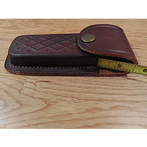 Brown Textured Leather Knife Sheath - Holds a Buck 110. 5" Case. Antique Snap