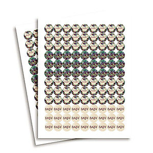 Rustic Boho Watercolor Succulents, Pine & Feathers Baby Shower Kiss Sticker Labels, 300 0.75" Party Circle Stickers for Chocolate Kisses by Amanda Creation, Great for Favors, Treats, Envelopes & Bags