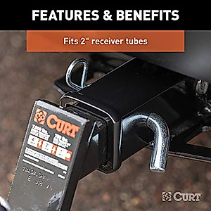 Curt Manufacturing 45534 Trailer Hitch Mount, 2-Inch Ball, Lock, Fits 2-In Receiver, 7,500 lbs, 2" Drop, Cap