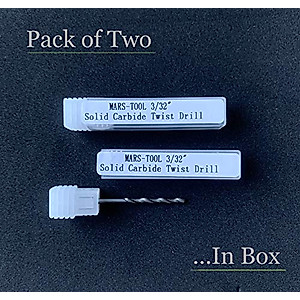 2/Pack Solid Carbide Drill Bit for Hardened Steel Hard Ness HRa 91.3 Aerospace Standard K20 Tungsten Carbide Jobber Length Twist Drill for Metal 118 Degree Four Facet Point Fractional Size (3/32")