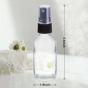 Wedama 4 oz Mini Glass Spray Bottles, Empty Small Spray Bottles with Funnel Dropper, Fine Mist for Hair, Travel, Plants, Cleaning Solutions and Skin Care (4 Pack Clear)