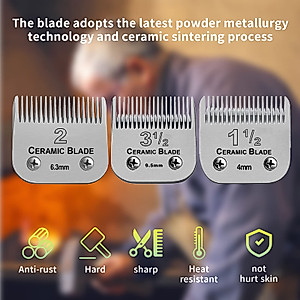 3 Packs Professional Detachable Replacement Ceramic Blades Set,Cut Length 5/32-Inch to 3/8-Inch,compatible with Andis/oster Classic 76/Star-Teq/Power-Teq/A5 Clipper