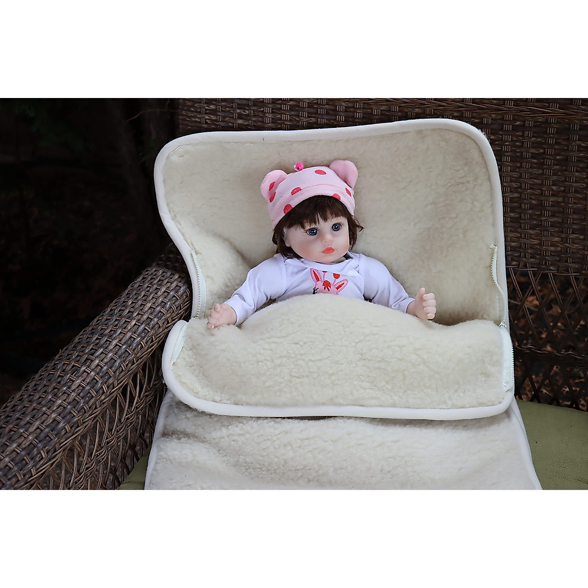 Go Planet First Merino Wool Natural Organic Baby Sleep Sack, Swaddle Blanket. Use with Stroller Bunting Bag footmuff, playpen to Keep Infant and Toddlers Warm , Off White , L 28 in x W 21 in