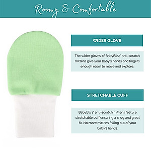 Anti-Scratch Baby Mittens - Pack of 7 Unisex Newborn Mitts - No Scratch Gloves for Boys and Girls - Cotton Gloves for Infants 0-6 Months Old with Laundry Bag (Large - for 3-6 Months)