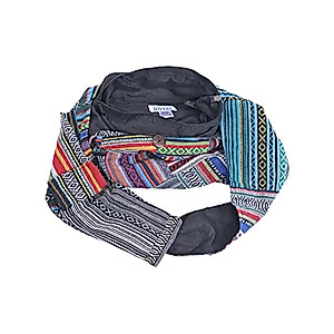 THE COLLECTION ROYAL Bohemian Patchwork Crossbody Purse - Hippie Ethnic Vintage Tribal Inspired Handbag (Blue)