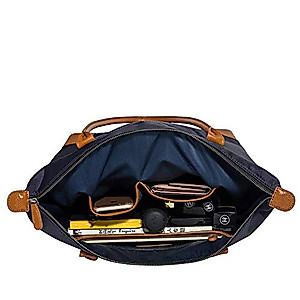 Tote Bag For Women Large Lightweight Leather Nylon Work Shoulder Bag And Foldable Travel Purse Blue