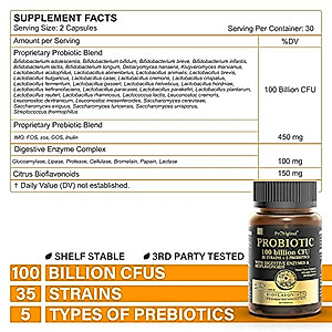 Probiotics with Prebiotics for Men and Women - 35 Strains Organic Probiotic 100 Billion CFU for Gut & Digestive Health, Vegan Acidophilus Probiotic Supplement, Non-GMO Raw Probiotic 60 Capsules