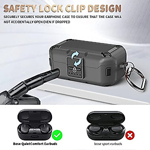 [Upgrade Lock] Case for Bose QuietComfort Earbuds Case (2020), WOFRO Military Armor Series Protective Cover Shock-Absorbing Scratch Resistant Hard Shell with Keychain (Black)