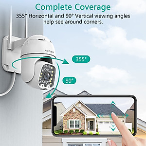 Security Camera Outdoor, 1080p Outside Surveillance Front Door IP Smart Cam with Night Vision, Motion Detection Sensor, Home CCTV for Phone App, Compatible with Alexa