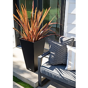 Veradek V-Resin Indoor/Outdoor Taper Planter, 2-Pack (26 inch, Black)