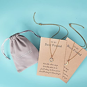 Best Friend Necklace for 2, Sun and Moon Matching Friendship Necklace Jewelry Gifts for BFF Sisters Girls (Gold)