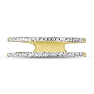 Belantina 1/6 Carat Diamond Double Row Band Ring for Women in 14k Yellow Gold (H-I, I1-I2, cttw) Size 7