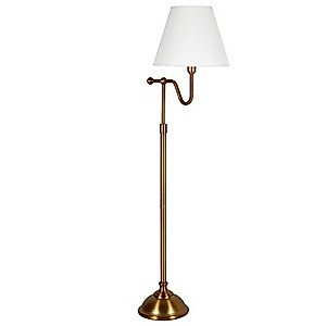 Wellesley 63" Tall Floor Lamp with Fabric Shade in Brass/White