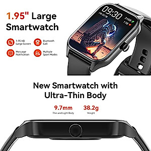 Smart Watch for Men Women with Bluetooth Call, 2023 Newest 1.95''HD DIY Dial Fitness Activity Tracker Waterproof Fitness Watch with Heart Rate Sleep Monitor, Multi-Sports Smartwatch for Android iOS…